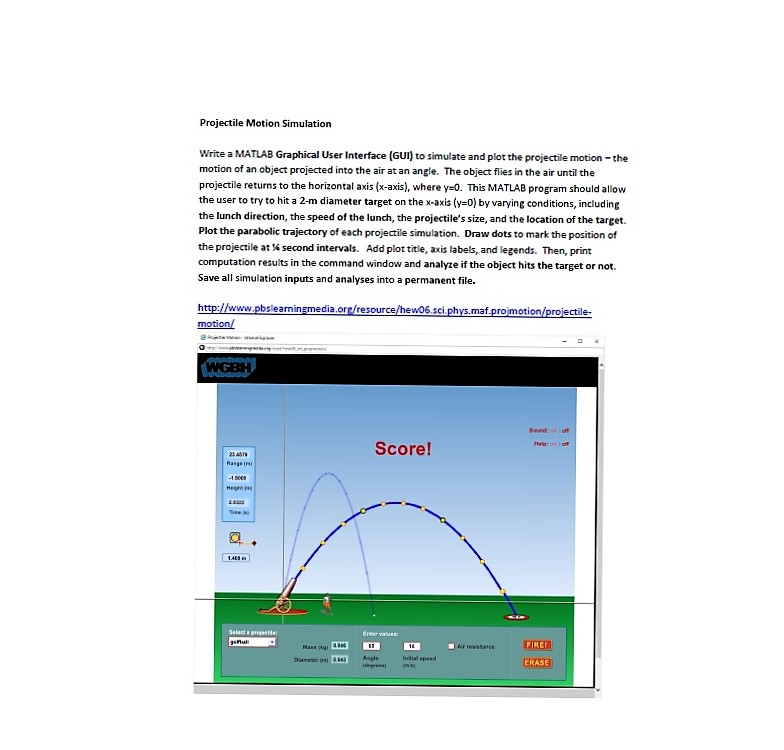 Projectile Motion Simulation Write A Matlab Graphical 