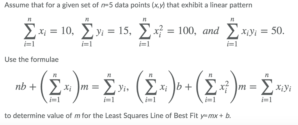 Solved Assume that for a given set of n-5 data points (x,y) | Chegg.com