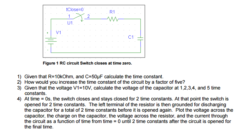 Solved 1) Given that R=10kOhm, and C=50µF calculate the time | Chegg.com