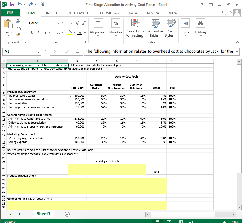 Solved 1- Assign Overhead Costs to Activity Cost Pools | Chegg.com