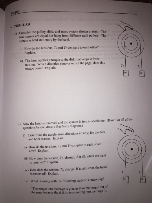 Solved Consider the pulley, disk, and mass system shown at | Chegg.com