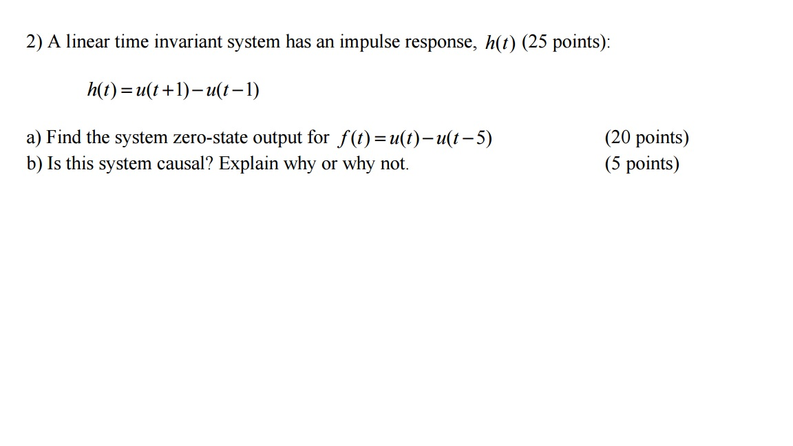 Solved A linear time invariant system has an impulse | Chegg.com