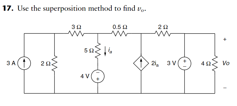Solved Use the superposition methods to find v_o. | Chegg.com