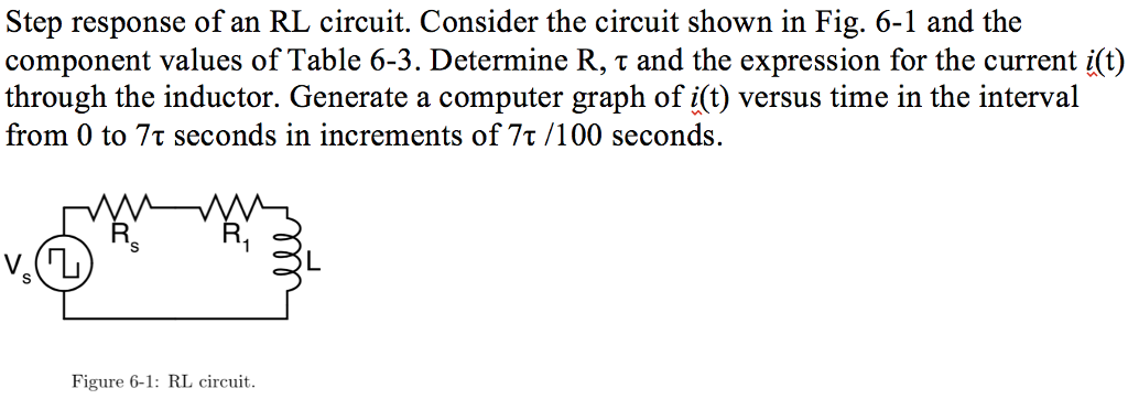 Solved Step response of an RL circuit. Consider the circuit | Chegg.com