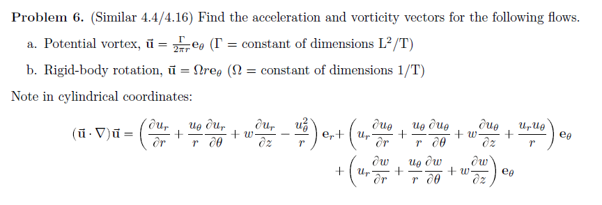 Find the acceleration and vorticity vectors for the | Chegg.com