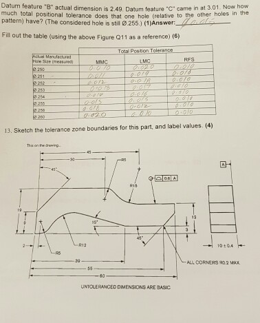 Datum feature "B" actual dimension is 2.49. Datum | Chegg.com