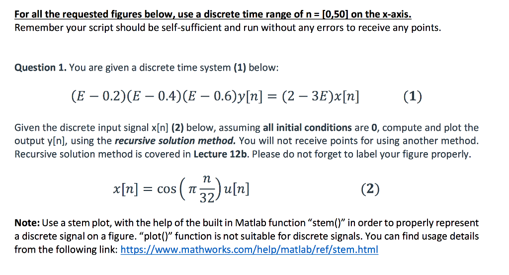 Solved Use MATLAB E stands for the E operator (time advance | Chegg.com