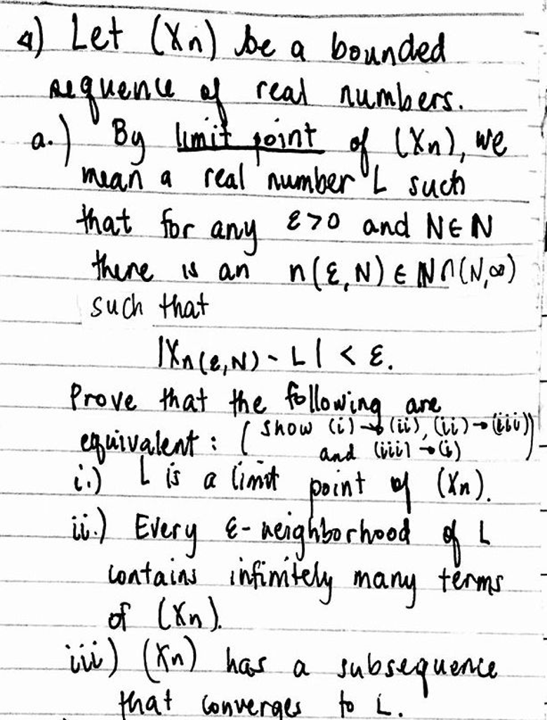 Solved Let (X_n) be a bounded sequence of real numbers. By | Chegg.com