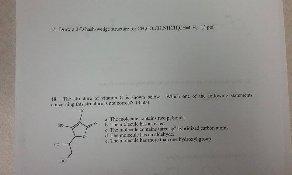 Solved Draw a 3-D hash-wedge structure for | Chegg.com