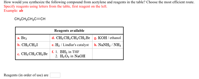 Solved CH3 H2C= CH2 H3C Select reagents from the table to | Chegg.com