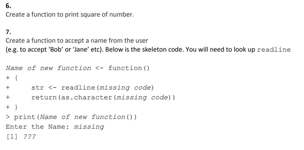 Solved 6. Create a function to print square of number. 7. | Chegg.com