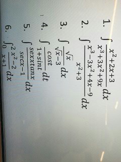 Solved x2+2x+3 1. J x3+3x2+9x dx x3-3x2+4x-9 2. dx x2+3 3. | Chegg.com