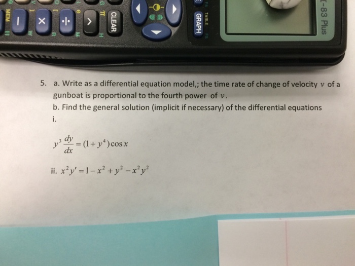 Solved 5. a. Write as a differential equation model,; the | Chegg.com