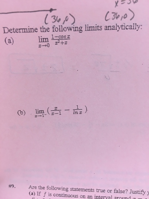 Solved Determine The Following Limits Analytically Lima 