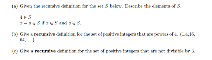 Solved Given the recursive definition for the set S below. | Chegg.com