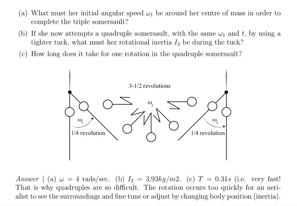 Solved 4. An aerialist is to make a triple somersault during | Chegg.com
