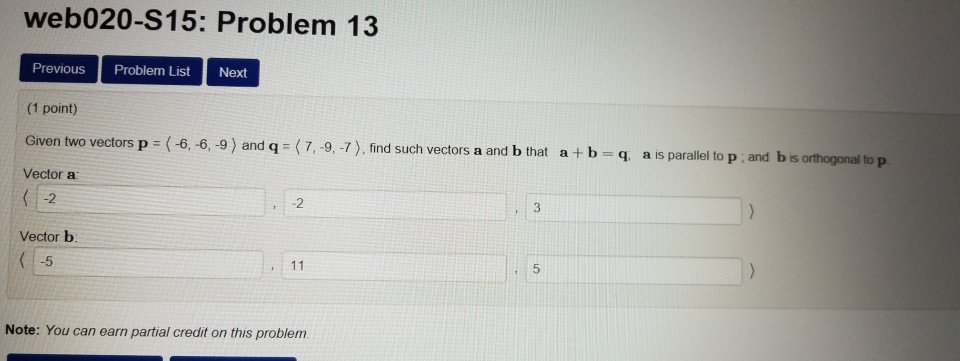 Solved web020-S15: Problem 13 Previous Problem List Next (1 | Chegg.com