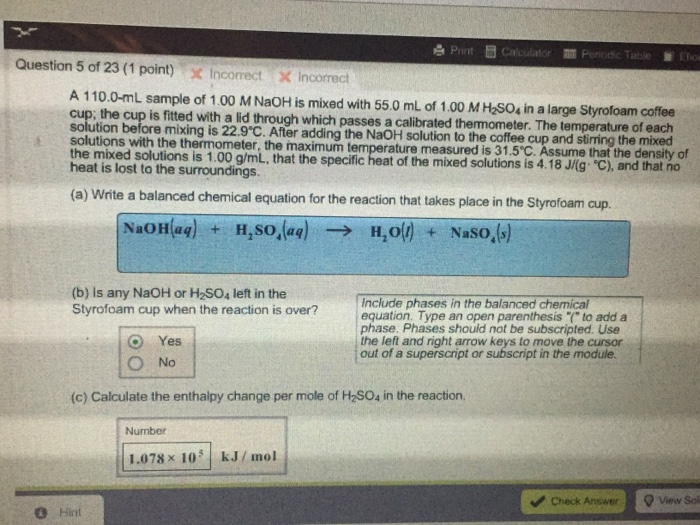 Solved A 110.0-mL sample of 1 00 M NaOH is mixed with 55.0 | Chegg.com
