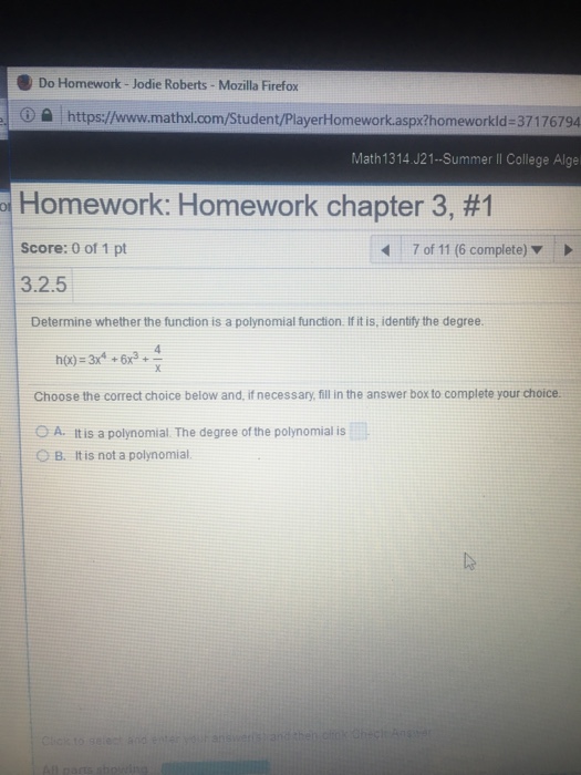 Solved Determine whether the function is a polynomial | Chegg.com