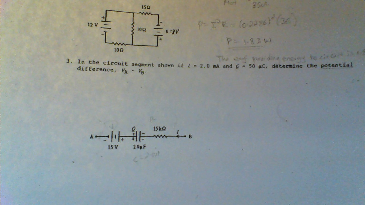 Solved In the circuit segment shown if l =2.0 mA and c=150 | Chegg.com