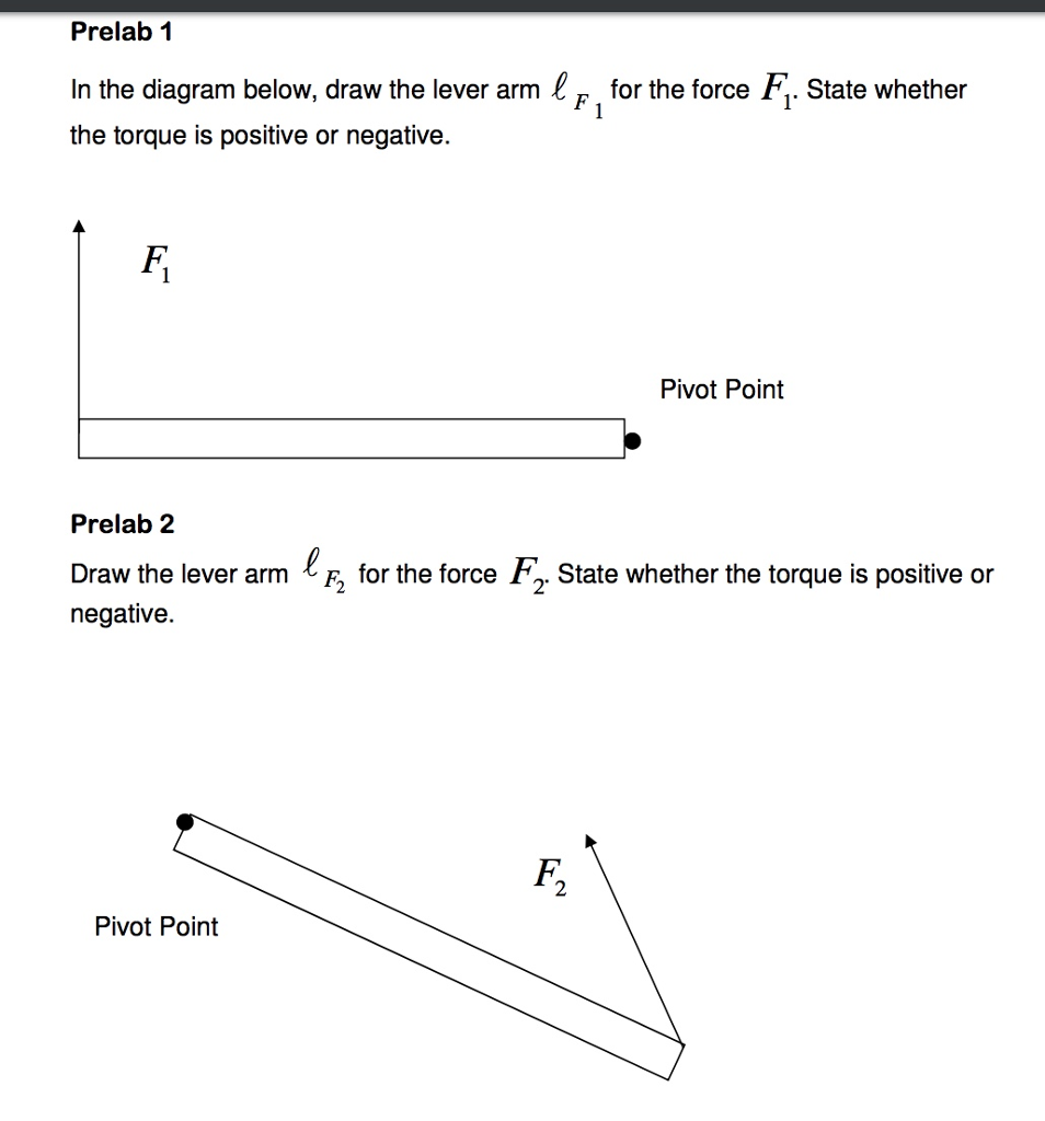 Solved Prelab 1 In the diagram below, draw the lever arm l, | Chegg.com
