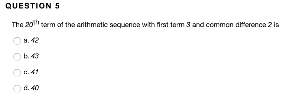 Solved The 20^th term of the arithmetic sequence with first | Chegg.com