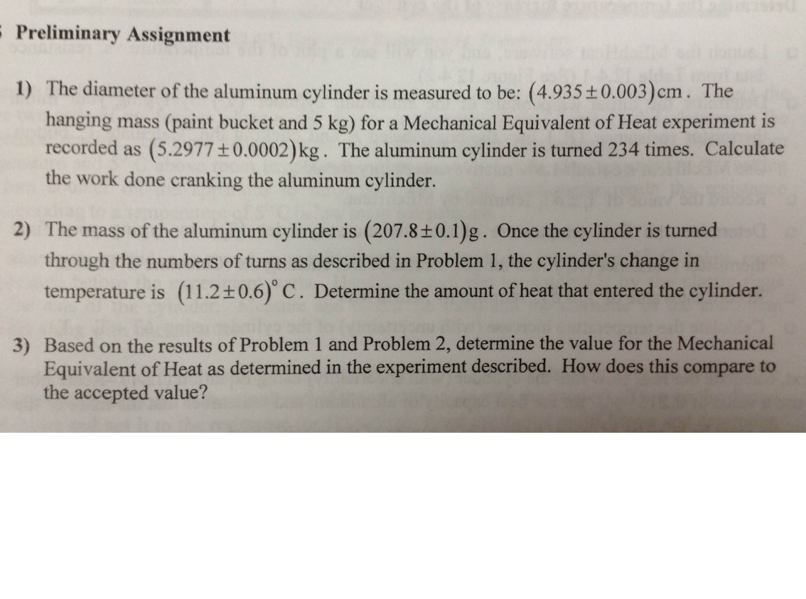 Preliminary Assignment The diameter of the aluminum | Chegg.com