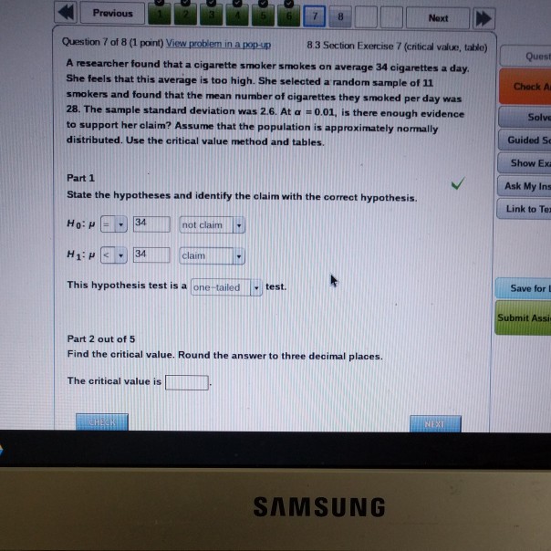 Solved Previous Next Question 7 of 8 (1 point) View problem | Chegg.com