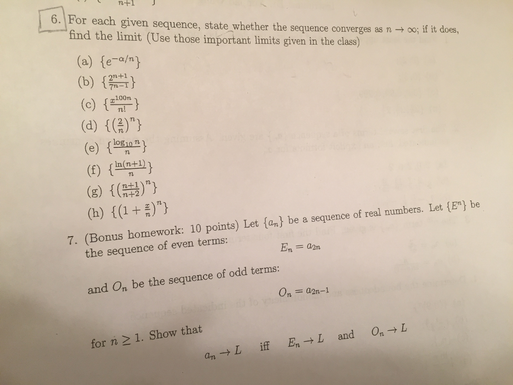 Solved For each given sequence, state whether the sequence | Chegg.com