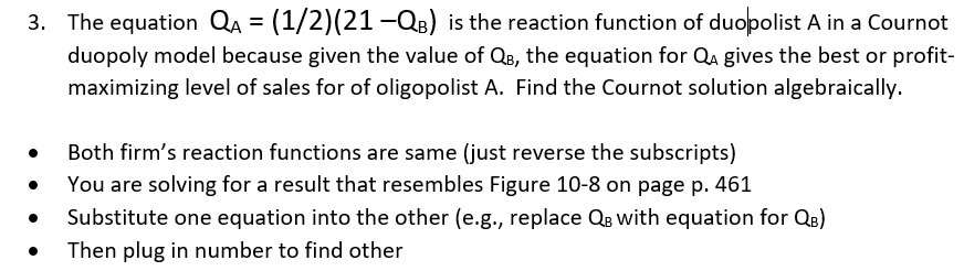 Solved 3. The equation QA (1/2)(21-QB) is the reaction | Chegg.com