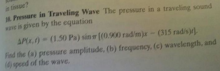 Solved Pressure in Traveling Wave The pressure in a | Chegg.com