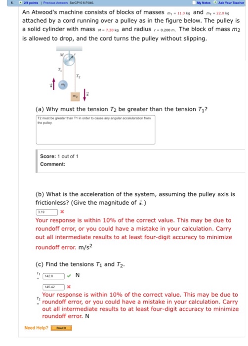 Solved An Atwood's machine consists of blocks of masses m_1 | Chegg.com