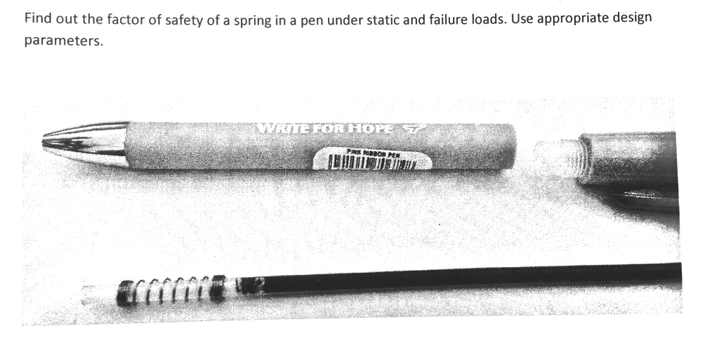 Solved Find out the factor of safety of a spring in a pen | Chegg.com