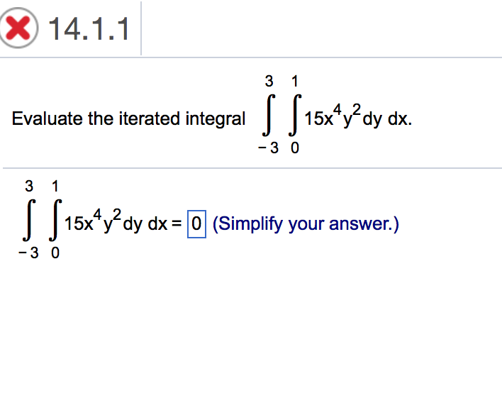 Solved Evaluate The Iterated Integral Integral 3 3