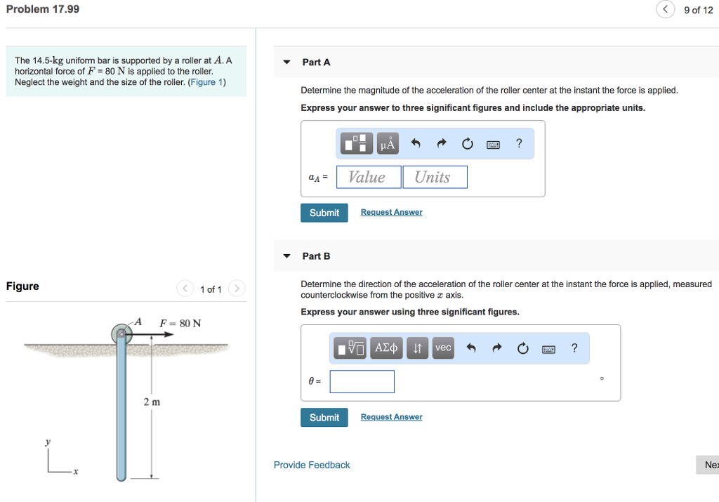 Solved Problem 17.99 9 of 12 The 14.5-kg uniform bar is | Chegg.com