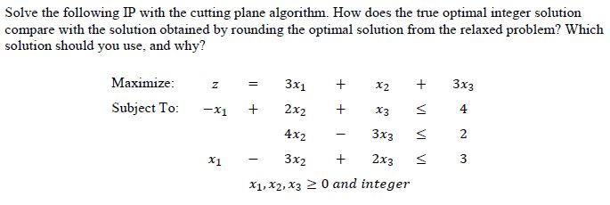 Solved Solve the following IP with the cutting plane | Chegg.com