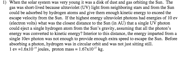 Solved When the solar system was very young it was a disk of | Chegg.com