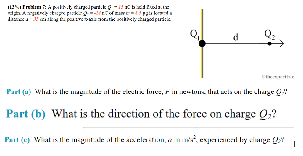 Solved: (13%) Problem 7: A Positively Charged Particle Q1 ... | Chegg.com