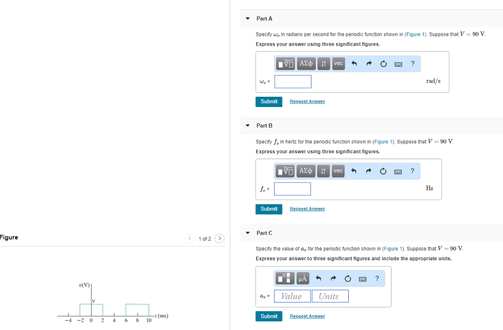 Solved Part A Specify wo in radians per second for the | Chegg.com
