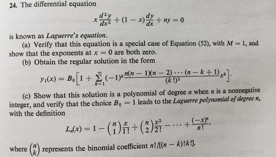 The differential equation xd^2y/dx^2 + (1-x)dy/dx + | Chegg.com