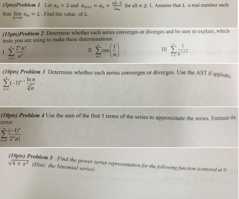 Solved Let a0 = 2 and a_n+1 = an + a^2_n - 2/2 a_n for all | Chegg.com