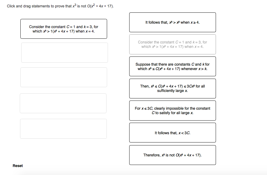 Solved Click and drag statements to prove that x3 is not Ox2 | Chegg.com