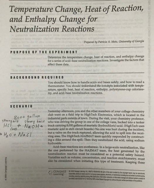 Solved Lab 12: Temperature Change, Heat of Reaction, and | Chegg.com