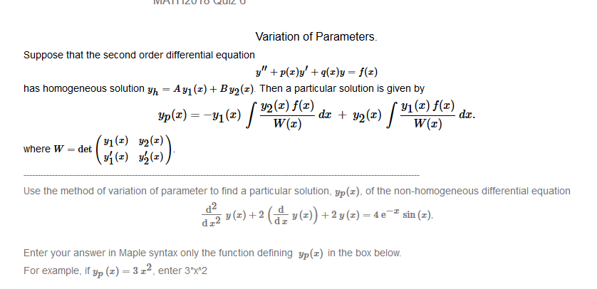 Variation Of Parameters
