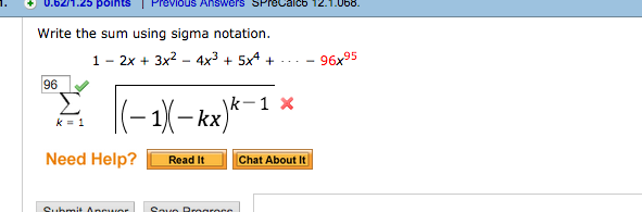 Solved Write The Sum Using Sigma Notation 1 2x 3x 2