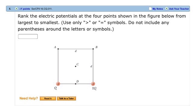 Solved Rank the electric potentials at the four points shown | Chegg.com
