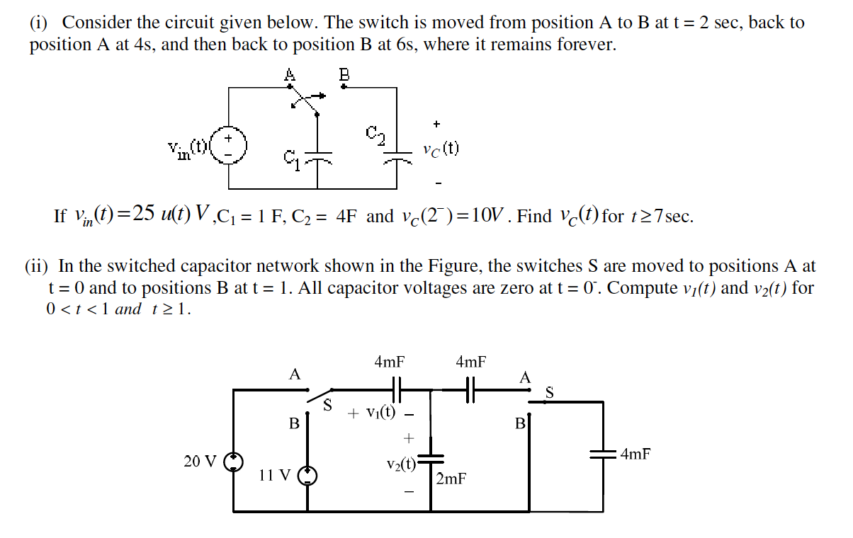 Solved Consider the circuit given below. The switch is moved | Chegg.com