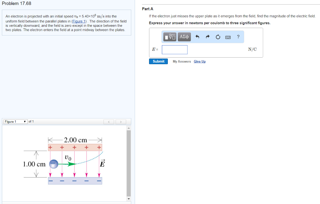 Solved An electron is projected with an initial speed v0 = | Chegg.com