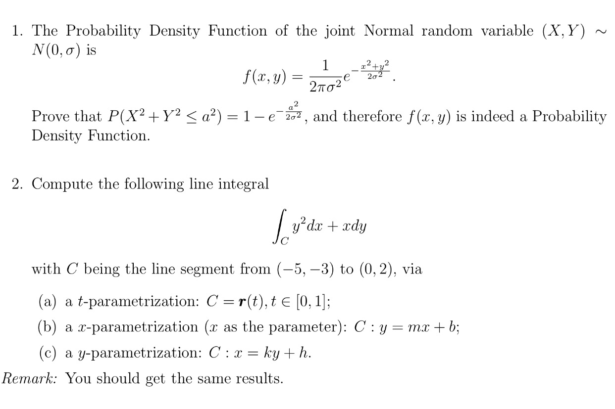 Solved The Probability Density Function of the joint Normal | Chegg.com