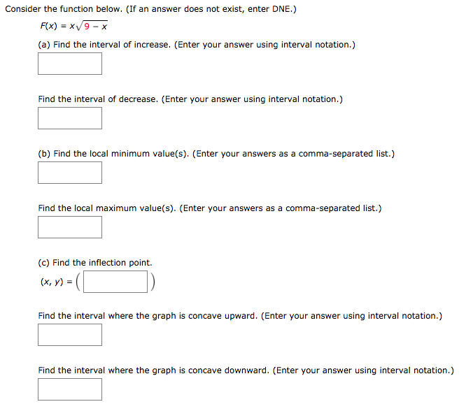Solved Consider The Function Below If An Answer Does Not 9166